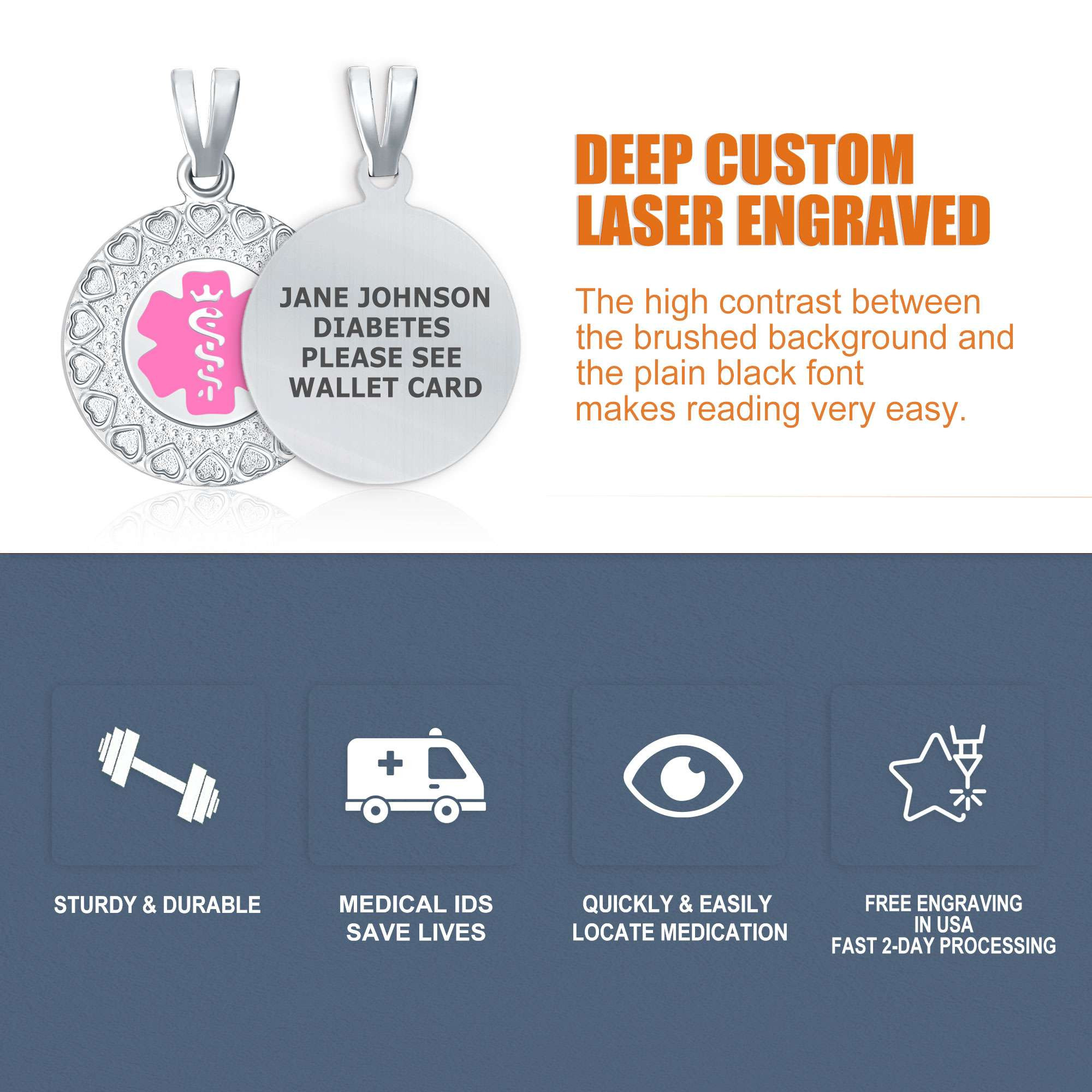 Medical ID - Ring of Hearts Medical ID Necklace