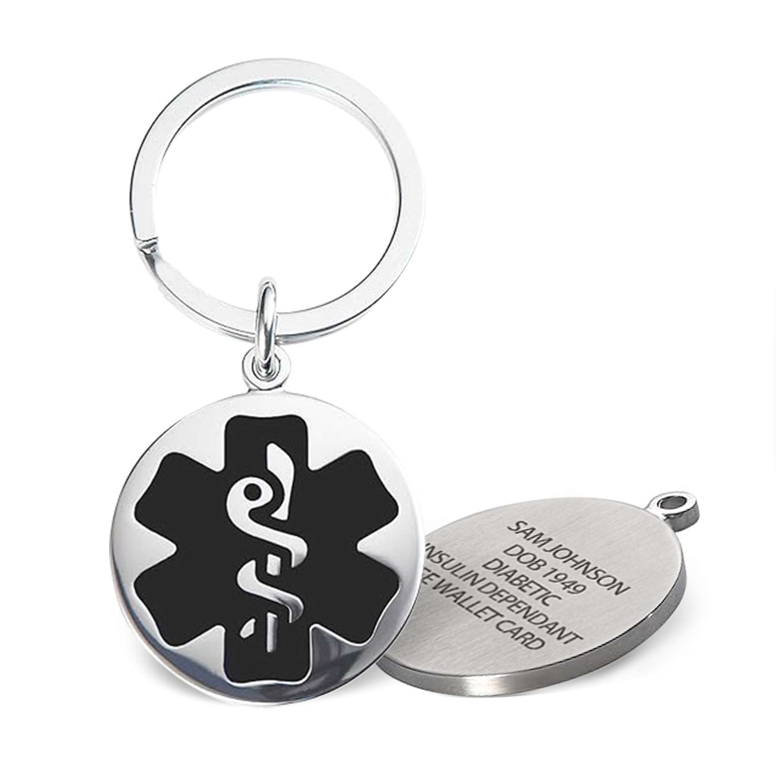 Medical ID - Custom Medallion Charm Medical Alert Keychain