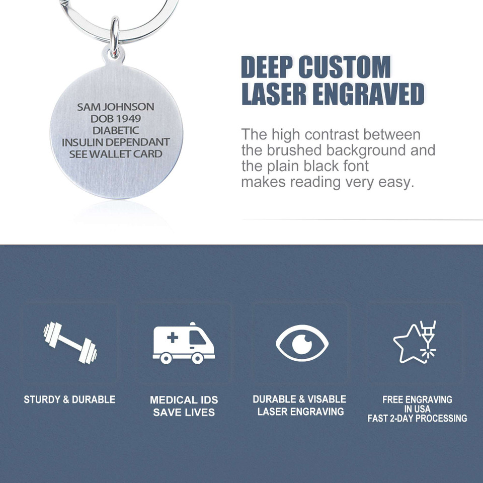 Medical ID - Custom Medallion Charm Medical Alert Keychain