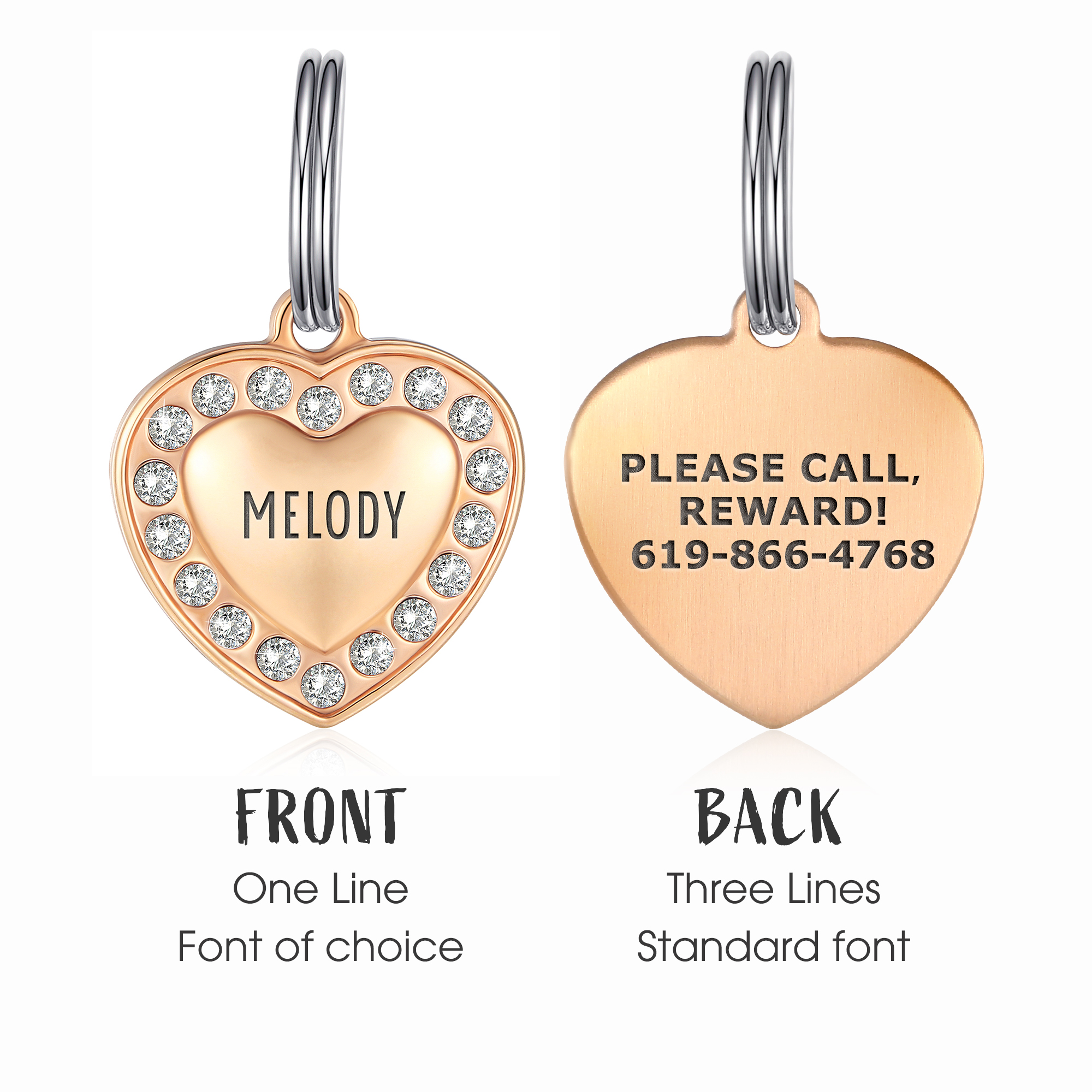 Pet ID - Personalized Stainless Steel Bling Pet ID Tags for Dogs and Cats