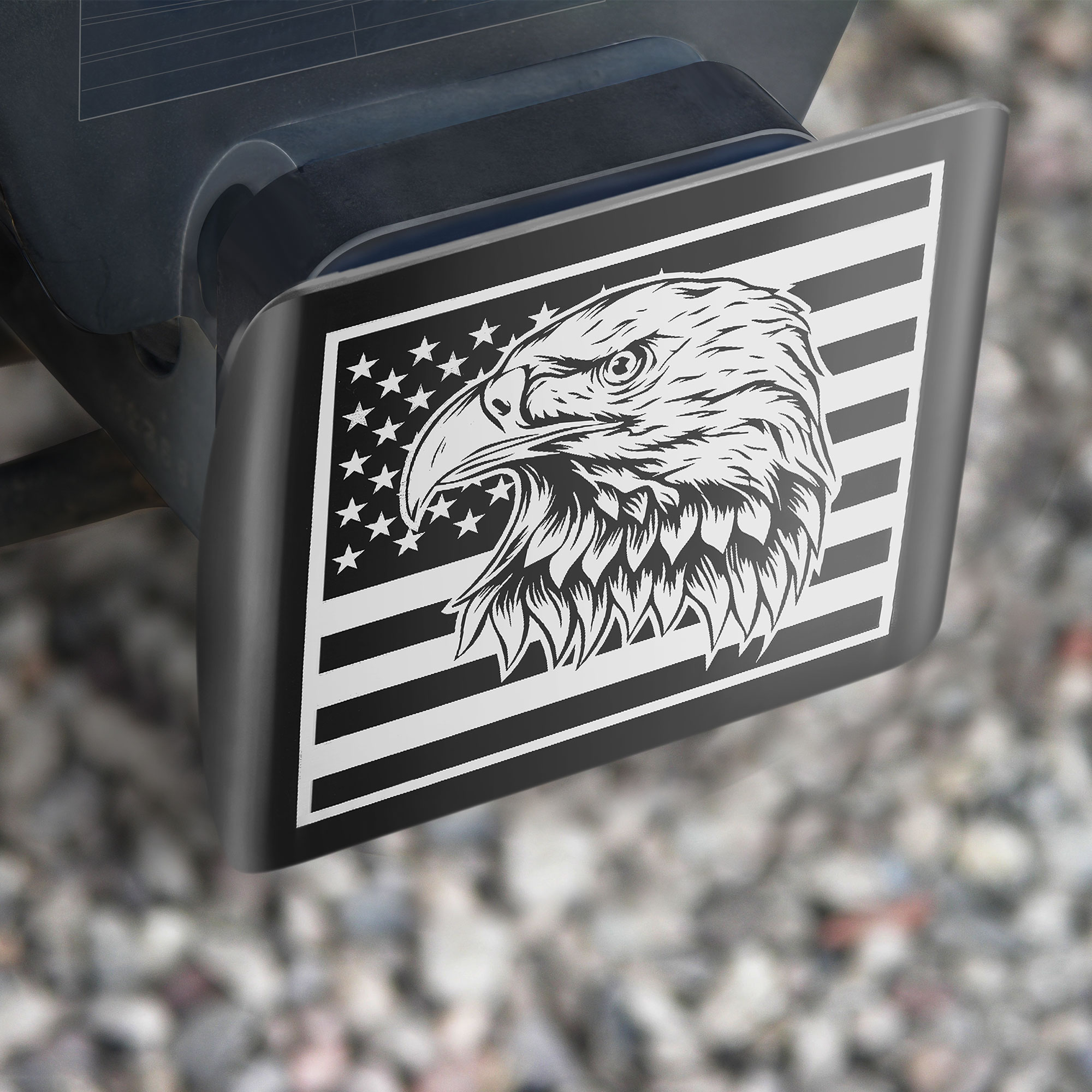 STEEL HAWK Heavy Duty American Flag Stainless Steel Trailer Hitch Cover ...