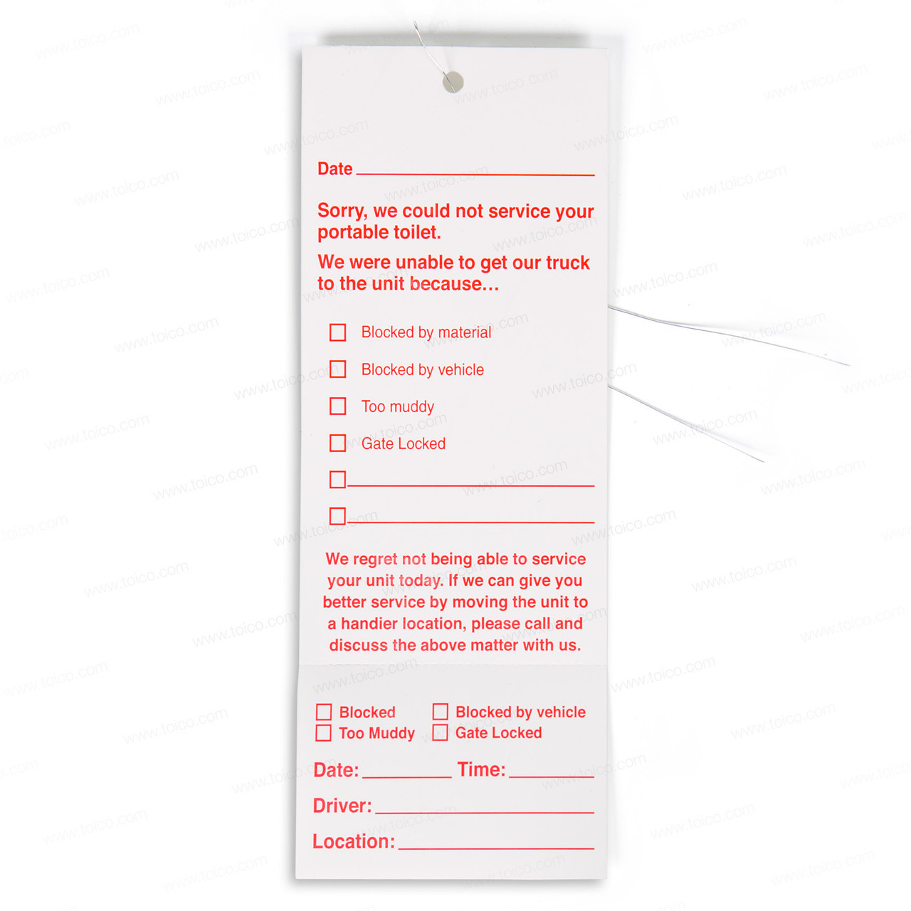Service Tag w/ Wire Tie - Toico Industries, Inc