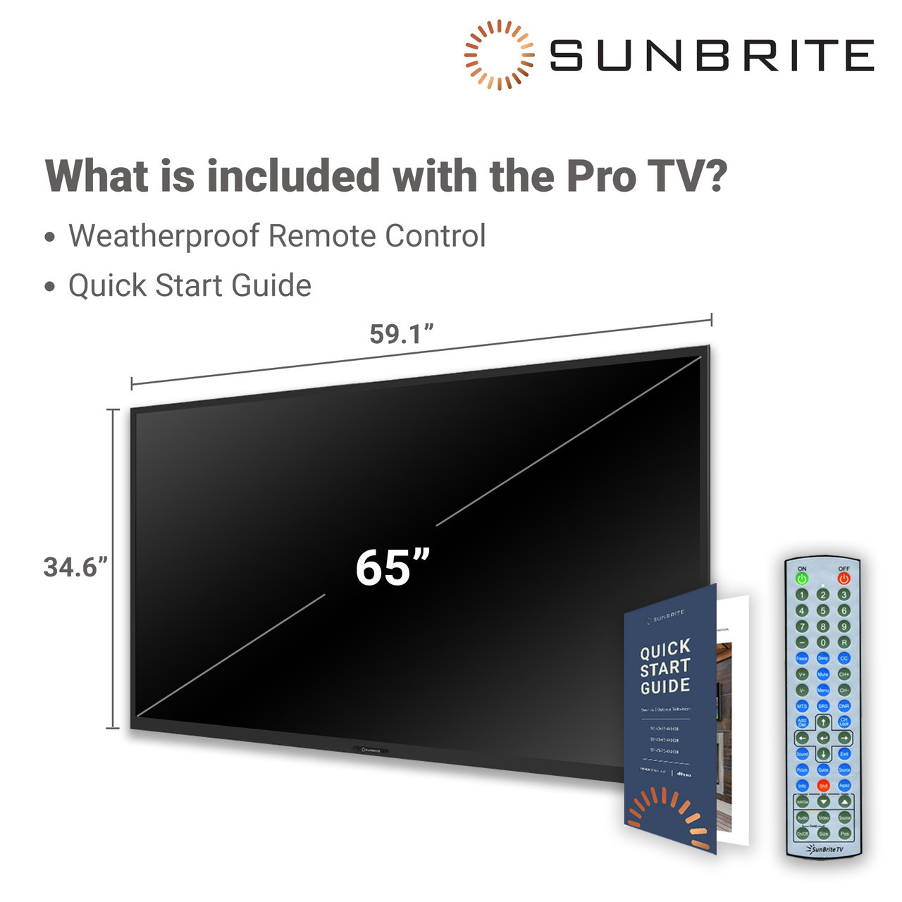 Sunbrite SB-P2-65-4K-BL 65" 4K Ultra HD Full Sun Outdoor TV, 1000 Nits ...