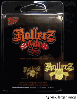 HOPPIN HYDROS ROLLERZ ONLY Car Club Plaque Scale 1/24 - Hoppin Hydros