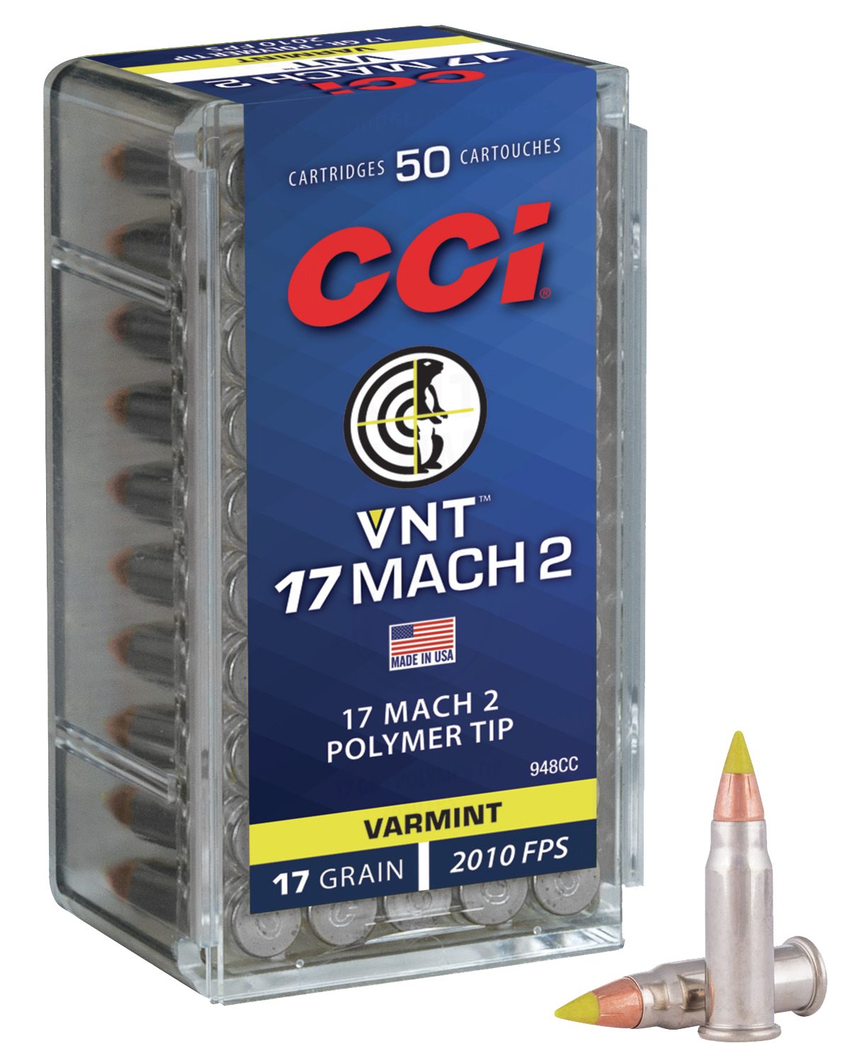 CCI Varmint VNT 17 HM2 17 GR Polymer Ammunition 50 Rounds