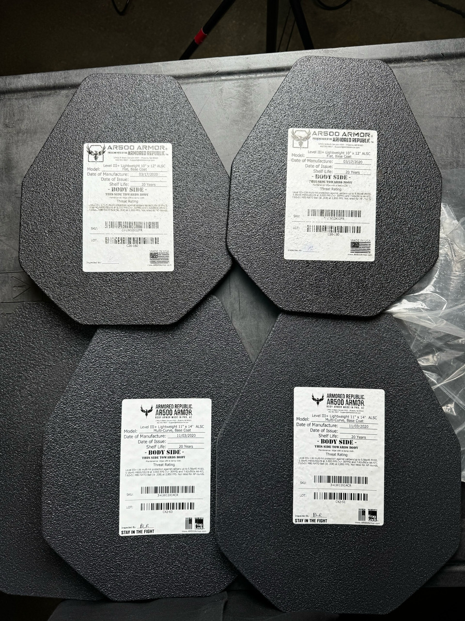 Lot of 5pc AR500 III+ Armour Plates, Police Trade - Botach® Surplus
