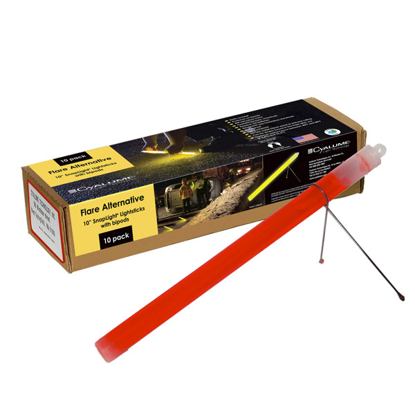 Cyalume 10 Inch Red Emergency Light Stick with Stand (Case of 40) - Botach®