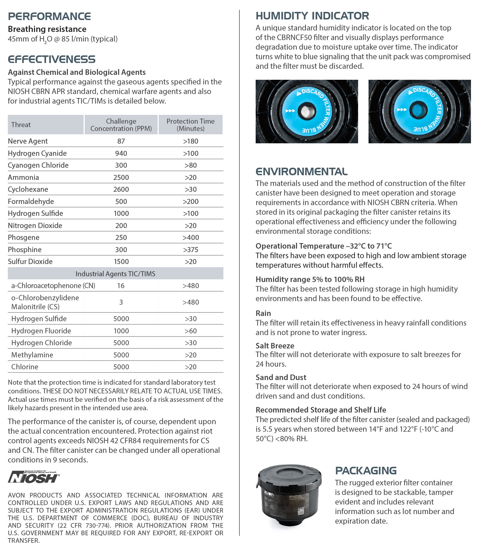 AVON CBRNCF50 CBRN Biological & Chemical Filters On Sale - Best Price ...