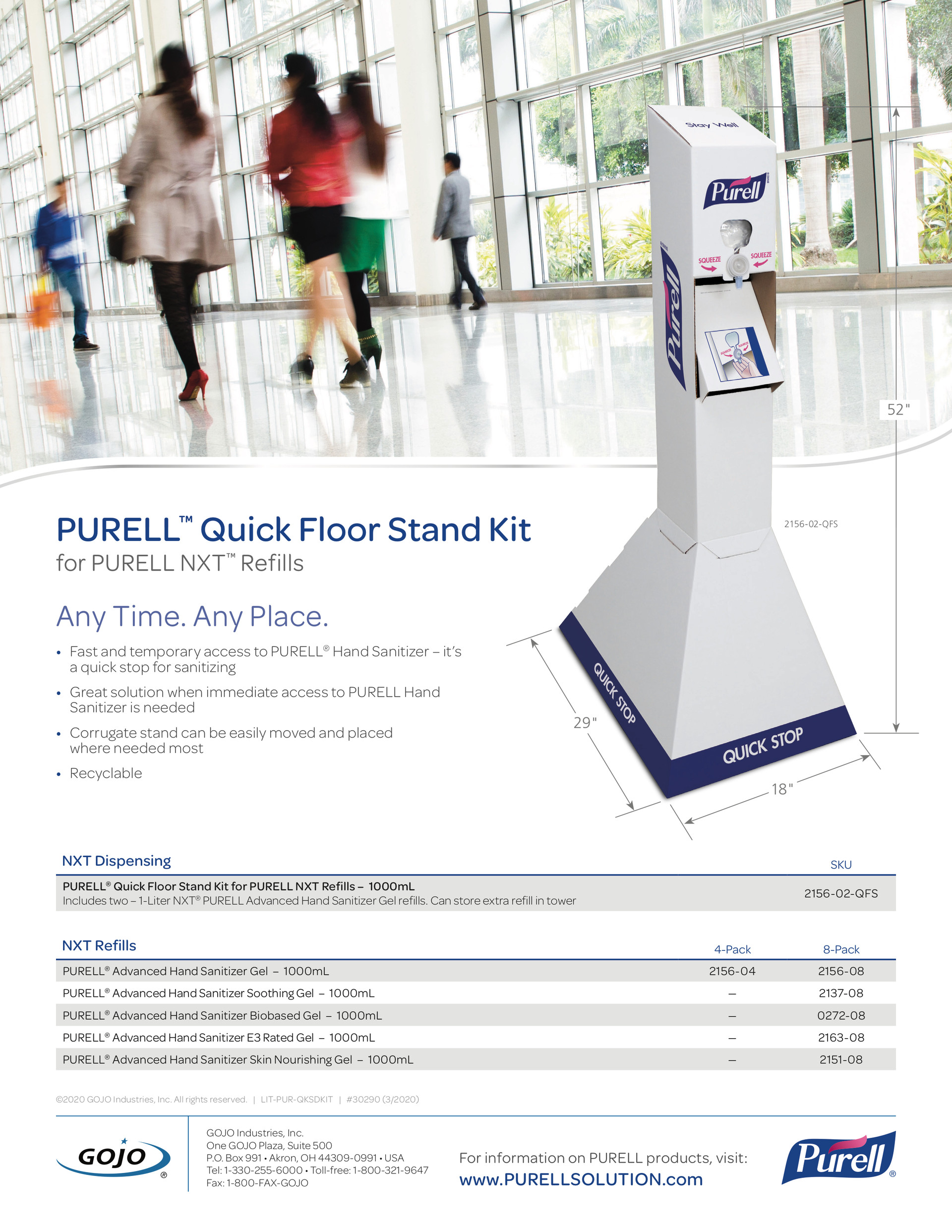PURELL Quick Floor Stand Kit 2/34oz Refills - Botach®
