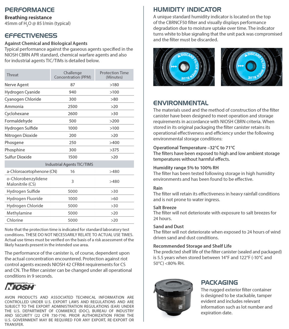 AVON CBRNCF50 CBRN Biological & Chemical Filters On Sale - Best Price ...