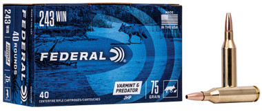 Federal American Eagle Varmint .243 Winchester 75gr HP Ammunition 40 ...