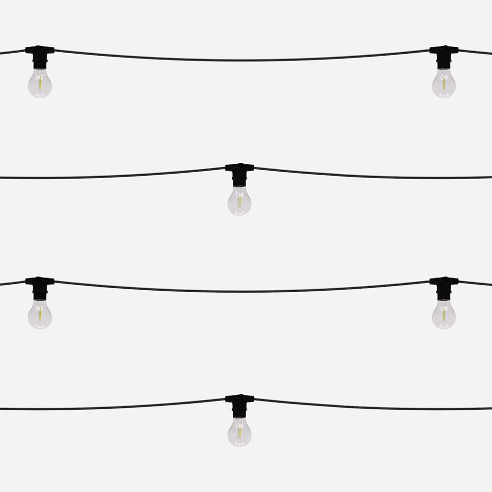 IP44 20 Metre 20 Socket Black Festoon String | Tagra