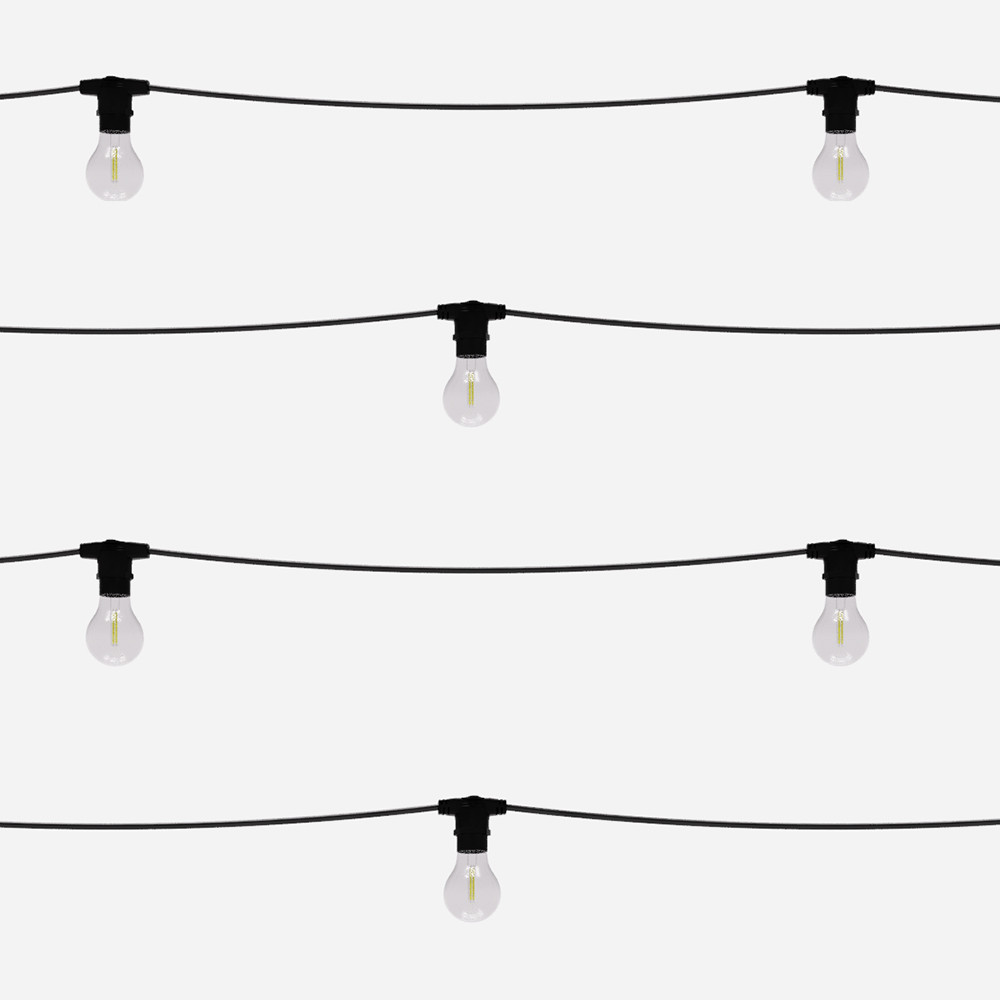 IP44 15 Metre 20 Socket Black Festoon String | Tagra