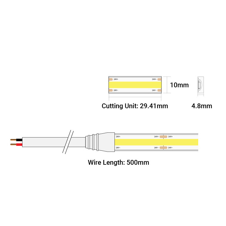 Professional Series COB Continuous LED Tape, 11.2w p/m, 4000K CRI>90 ...