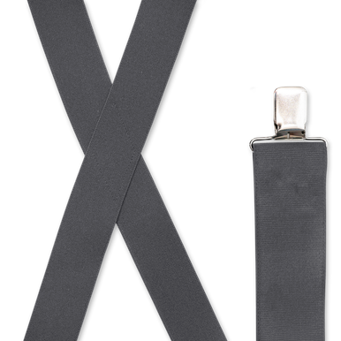 DARK GREY 2 inch X-Back Suspenders, Cross Sewn - Strong Clips - Mars ...