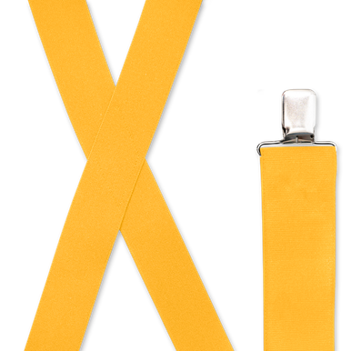 GOLD 2 inch X-Back Suspenders, Cross Sewn - Strong Clips - Mars Suspenders