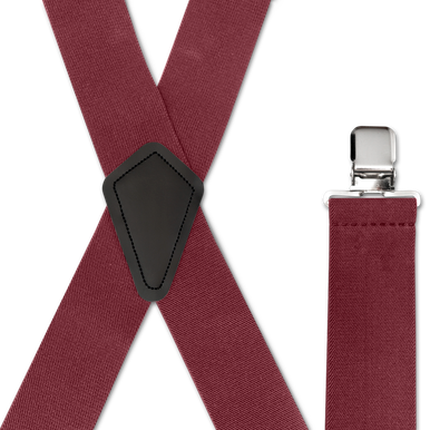 BURGUNDY 2 inch X-Back Suspenders - Strong Clips - Mars Suspenders