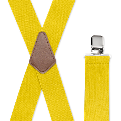 CANARY YELLOW 2 inch X-Back Suspenders - Strong Clips - Mars Suspenders