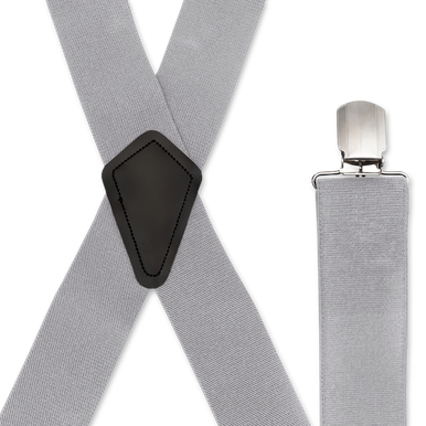 LIGHT GREY 2 inch X-Back Suspenders - Two Pin Clips - Mars Suspenders