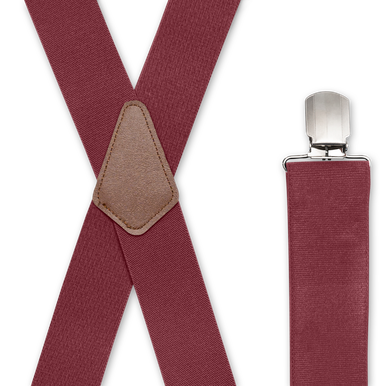 BURGUNDY 2 inch X-Back Suspenders - Two Pin Clips - Mars Suspenders