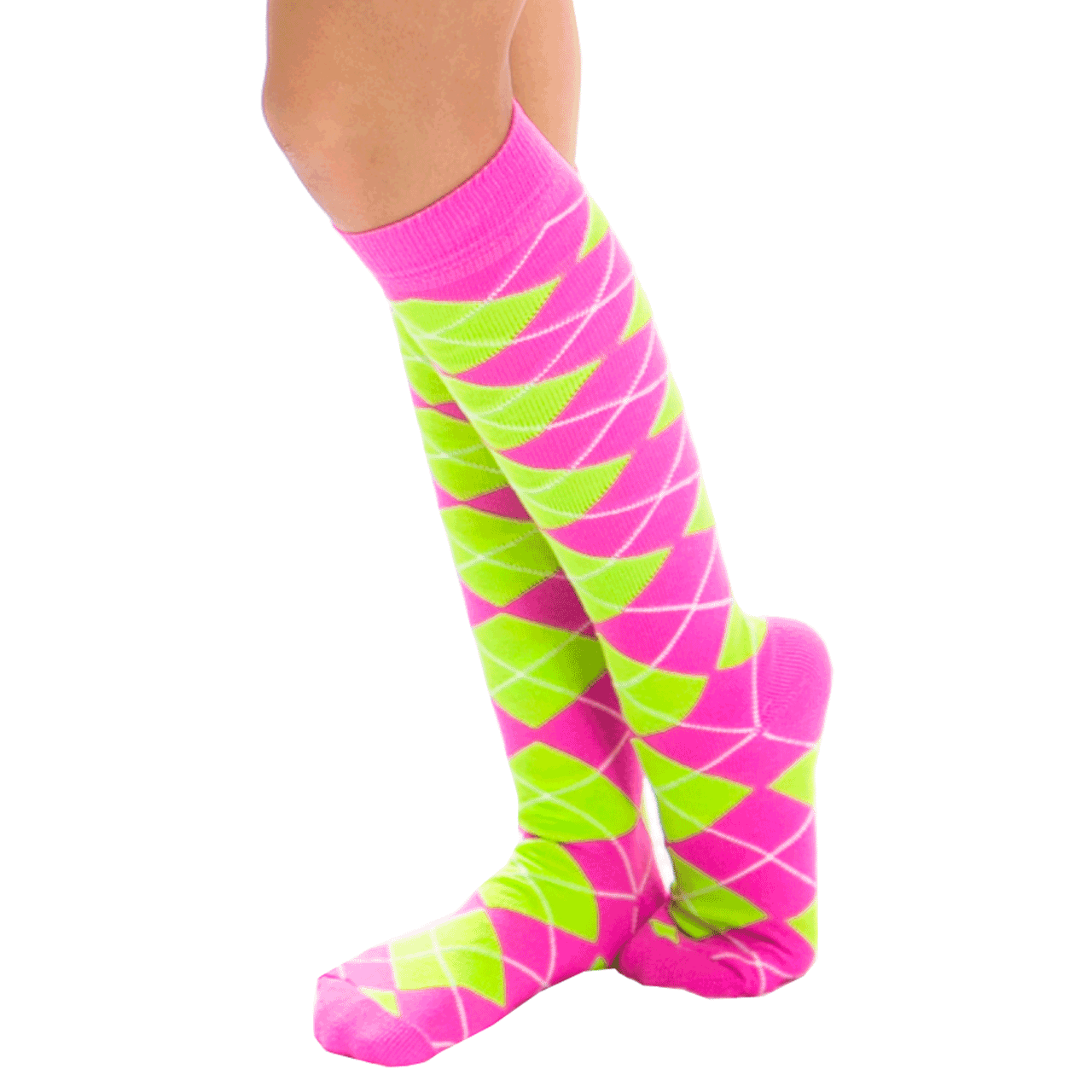 Neon Pink Star Knee High Socks