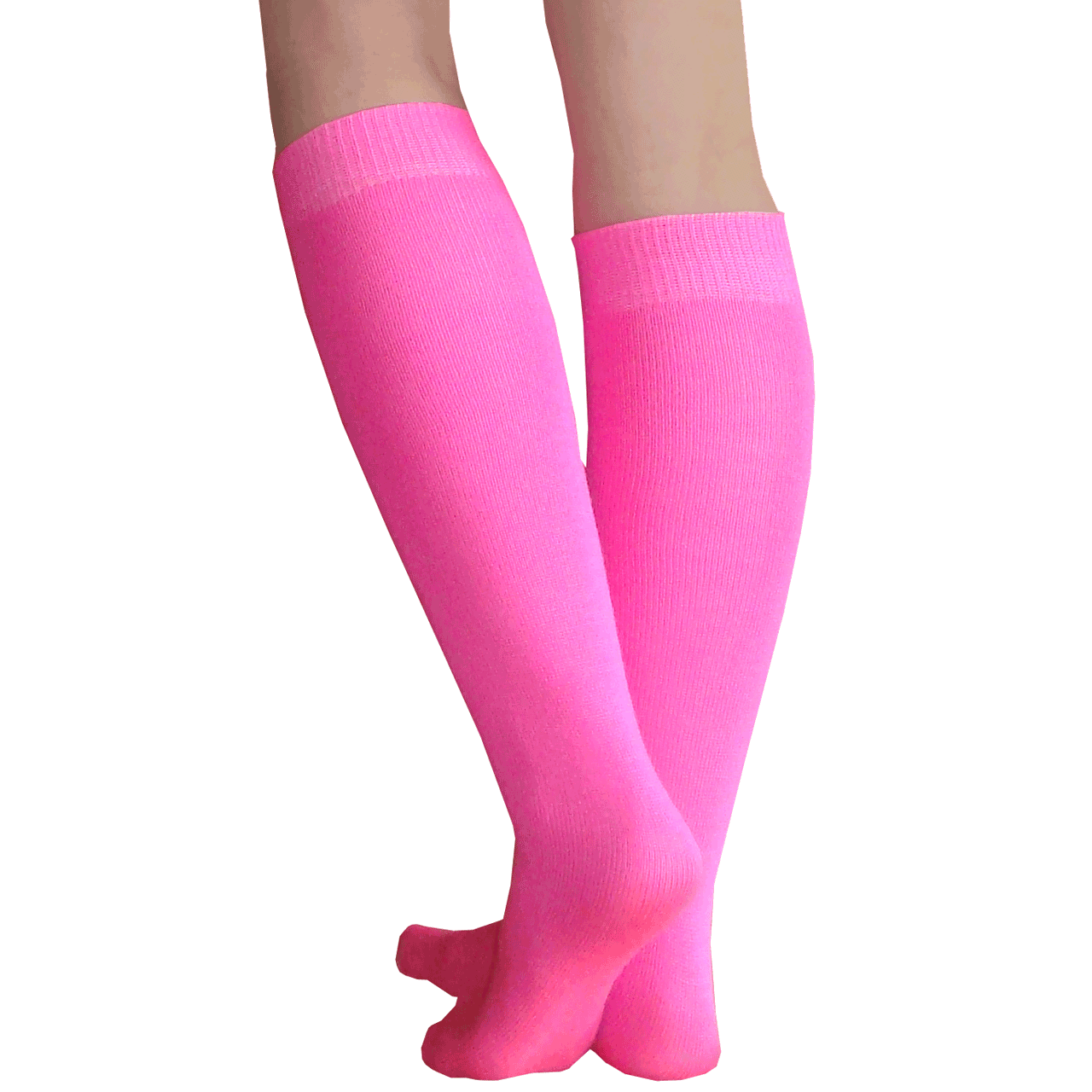 Thin Solid Neon Pink Knee Hi Socks