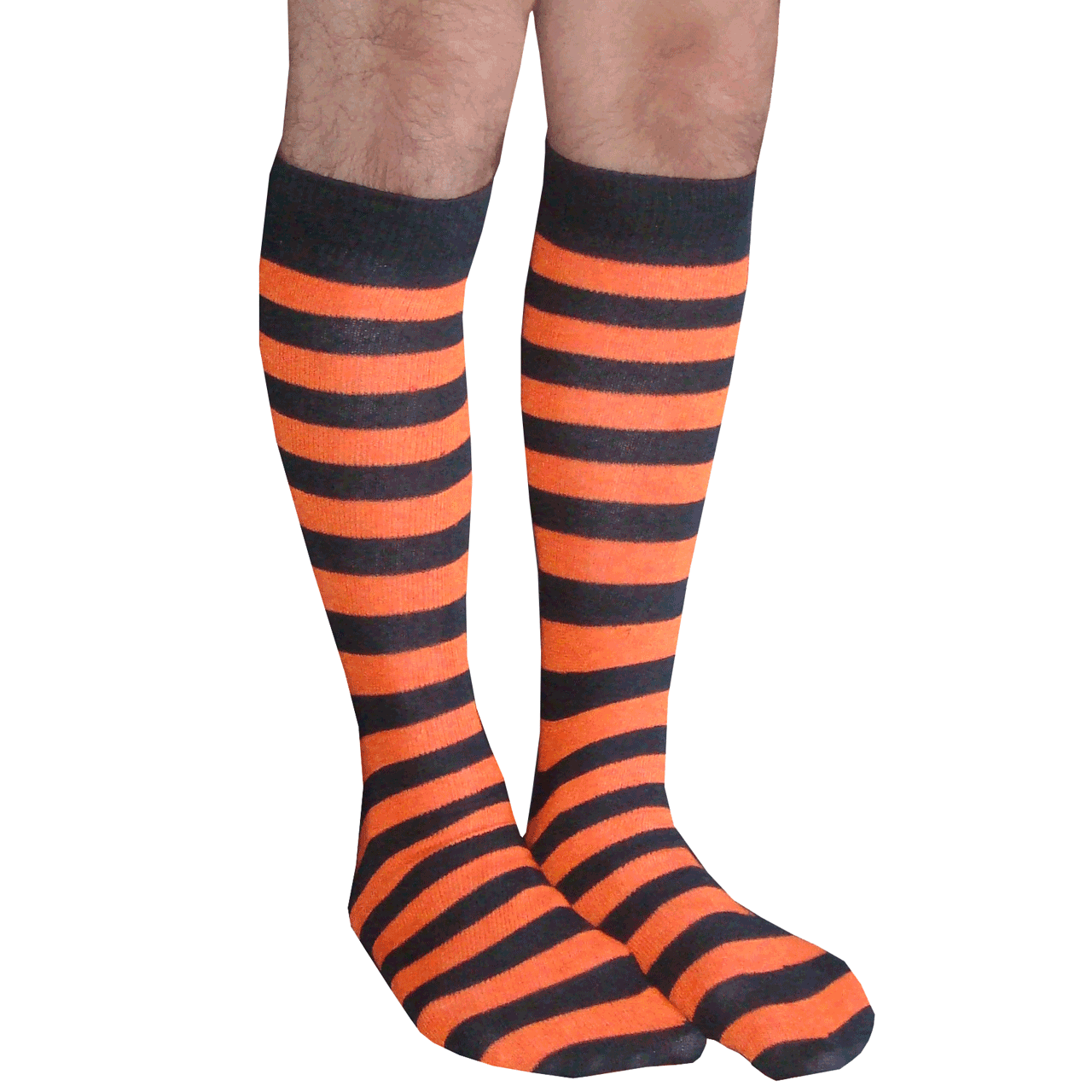 Black Tube socks with Orange Stripes