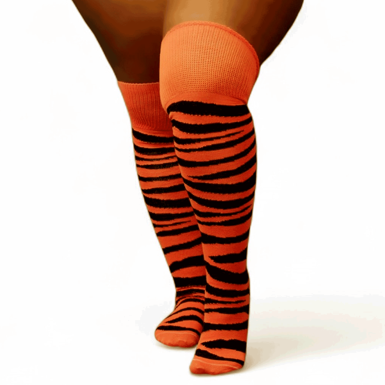 Plus Size Tiger Print Thigh High Socks by Chrissy’s Socks