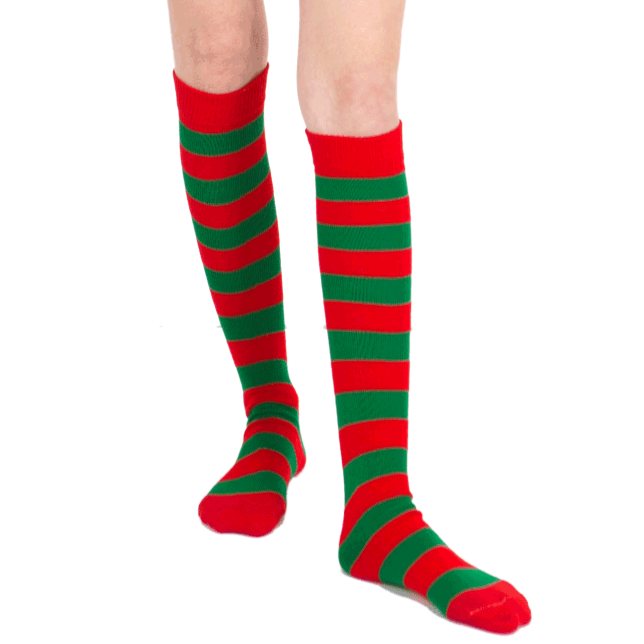 Striped Red/Green Knee High Socks