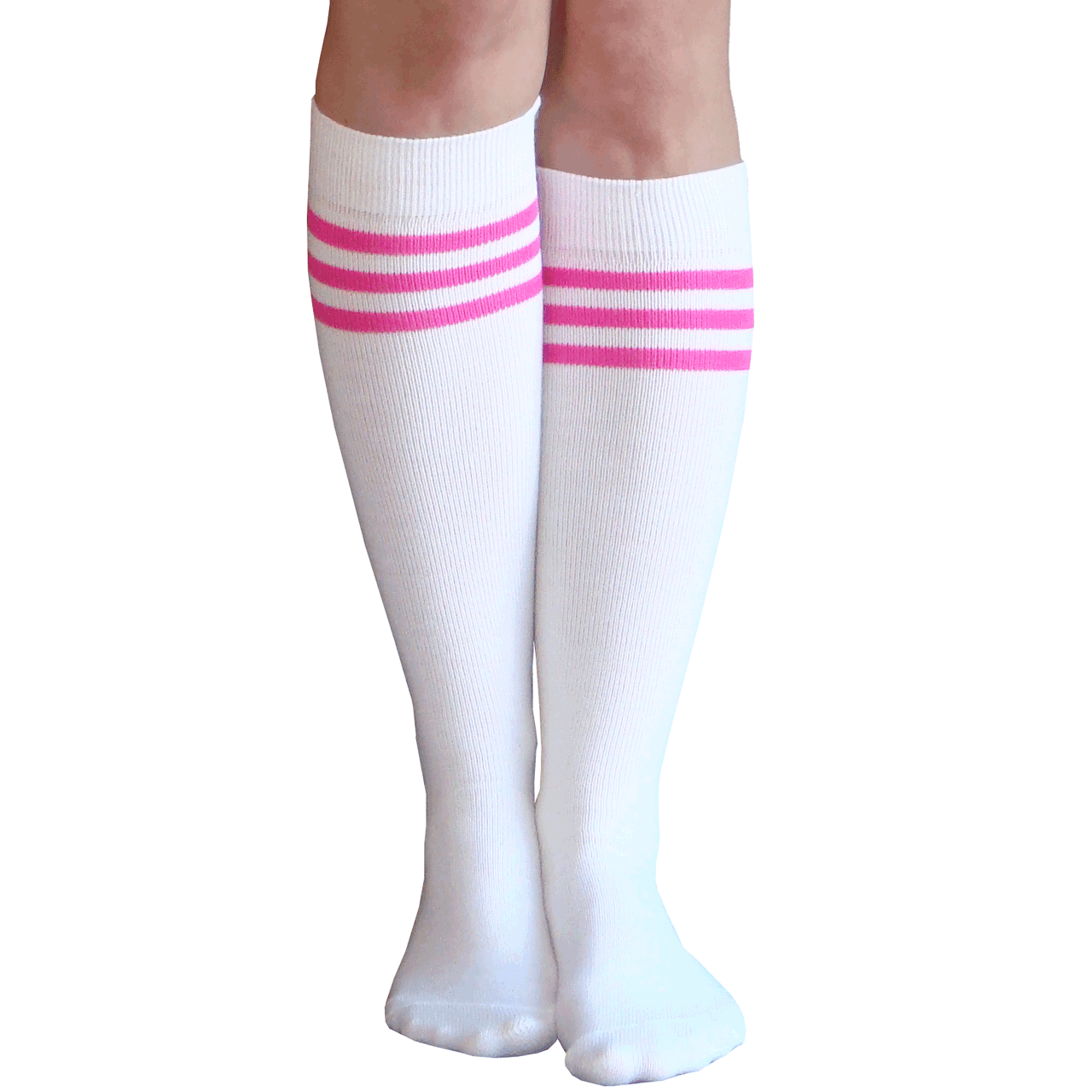 Striped Neon Pink Tube Socks