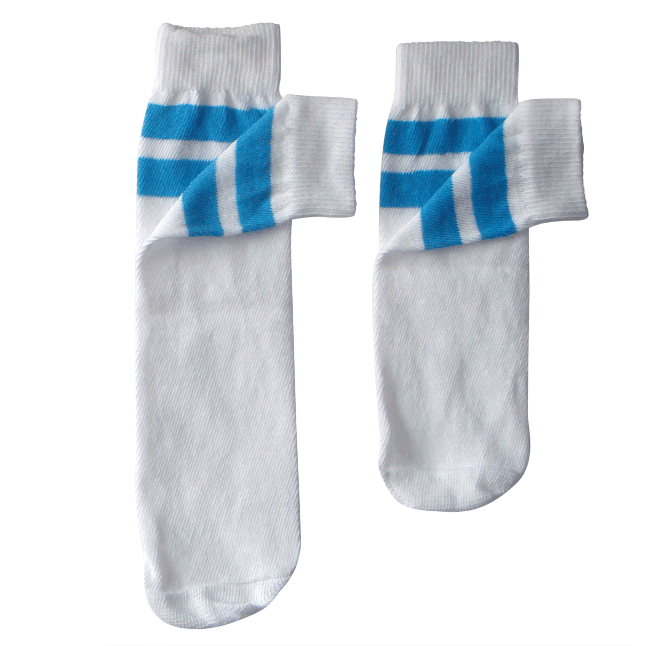 Children‚Äôs White tube with 2/electric blue Striped Socks