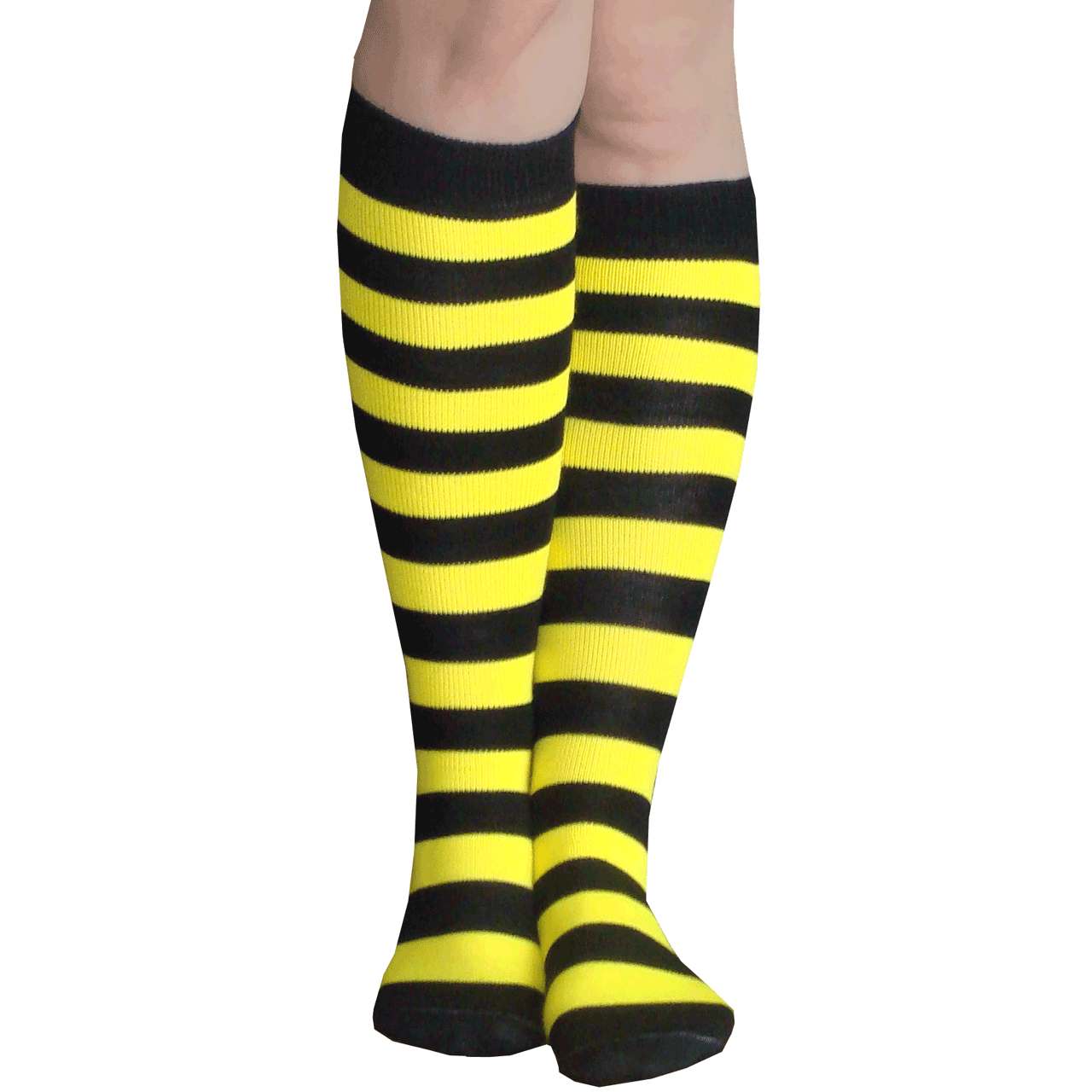 Striped White/Yellow Knee-Hi Socks