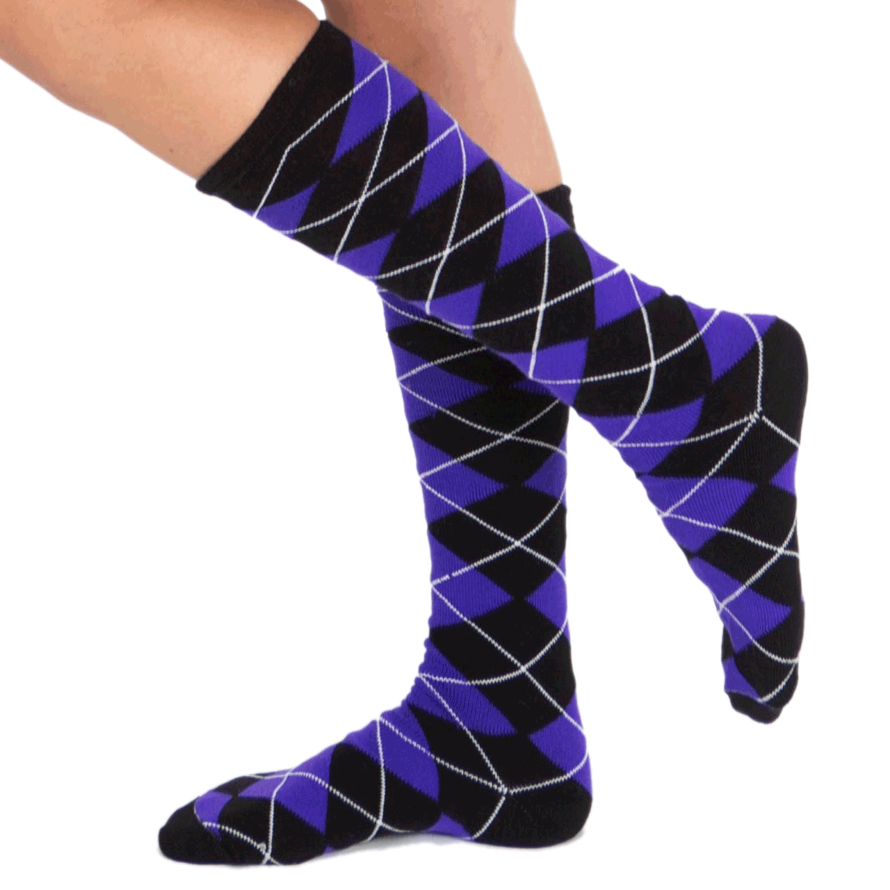 Striped Black/Purple Knee High Socks