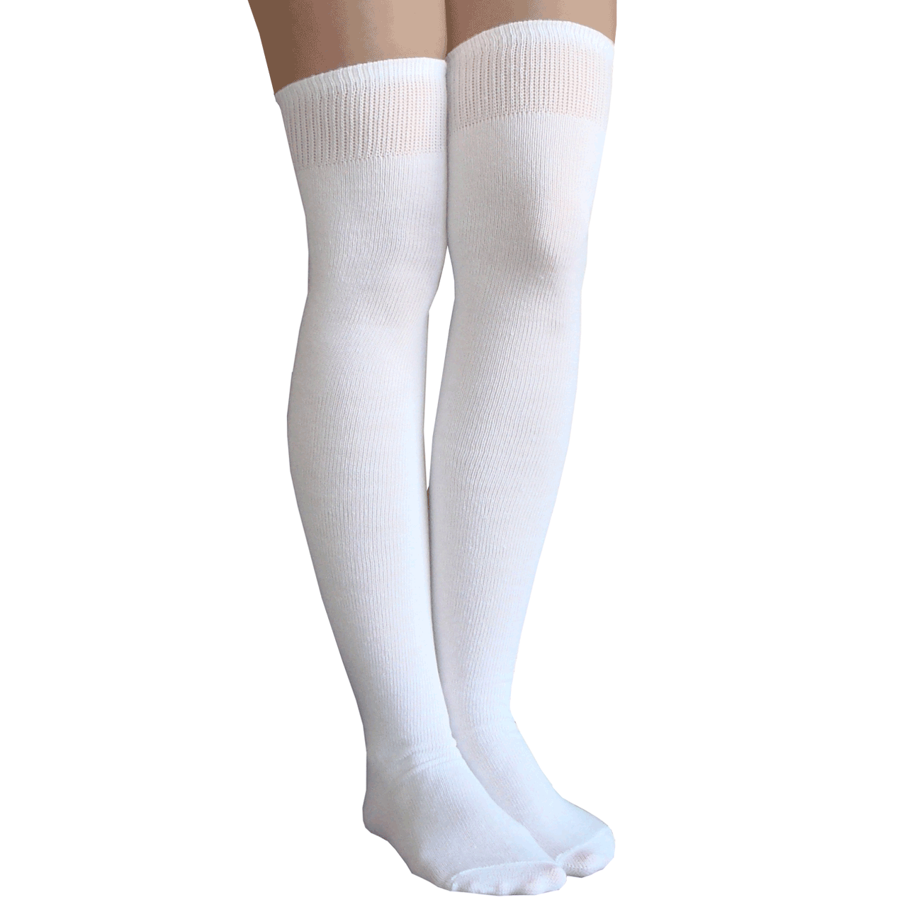 White and Green Striped Thigh Highs