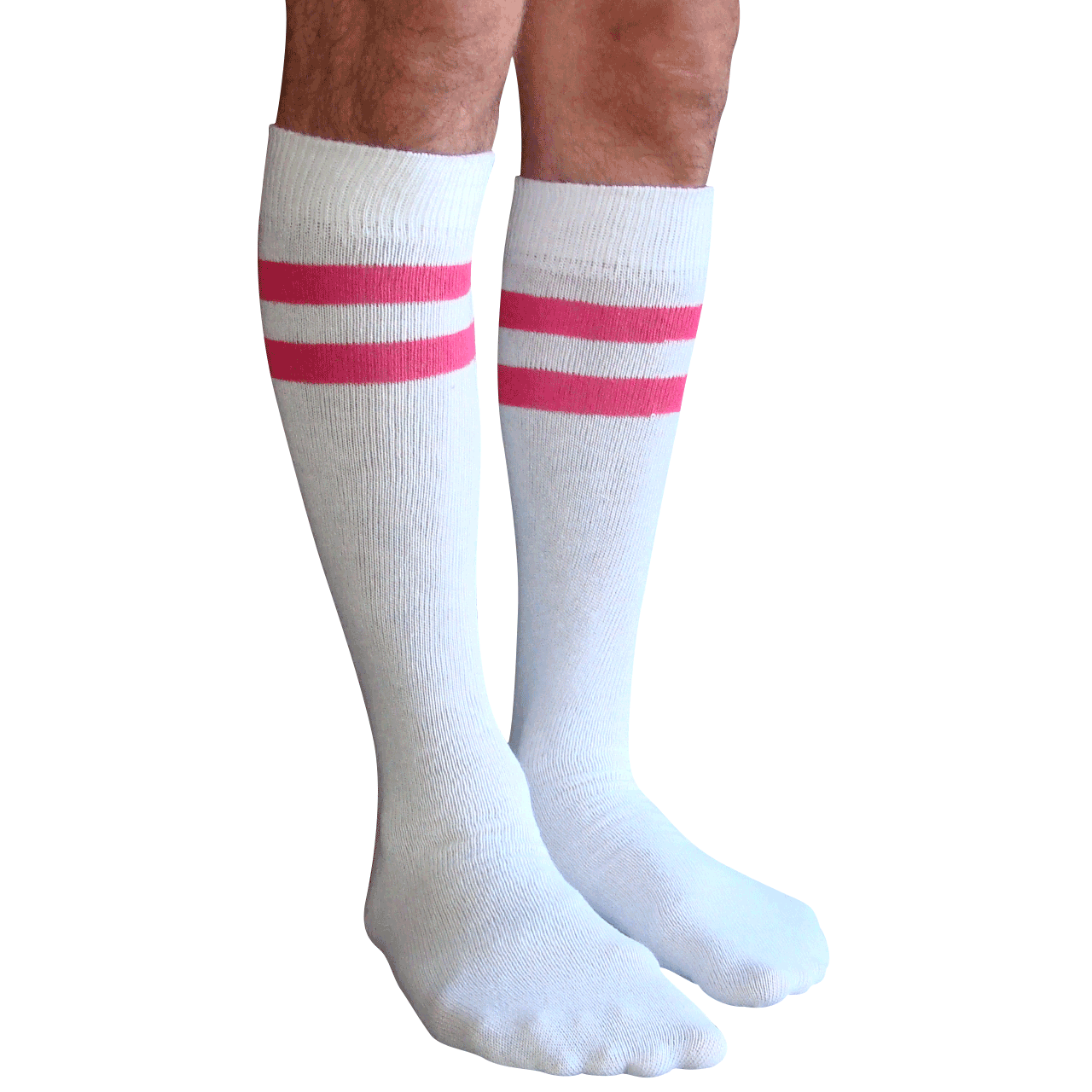 Striped Neon Pink/White Tube Socks
