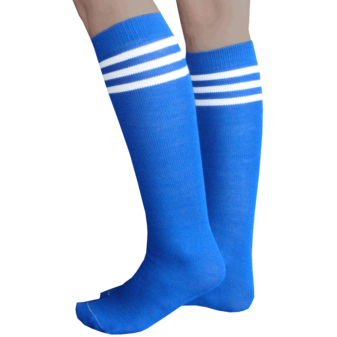 Thin Solid Royal Blue Knee Highs