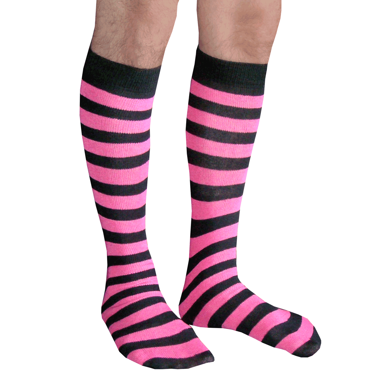 Mens Black & Neon Pink Striped Socks