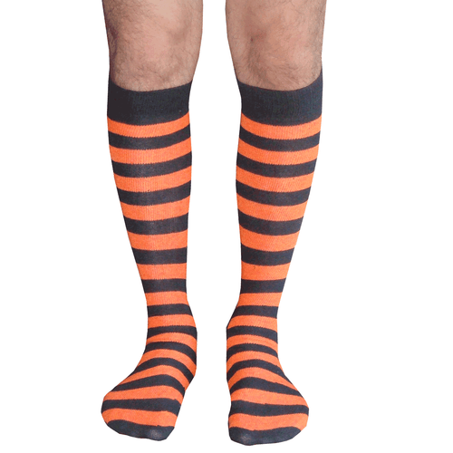 Black Tube socks with Orange Stripes