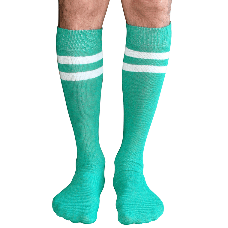 Mens Green/White Tube Socks
