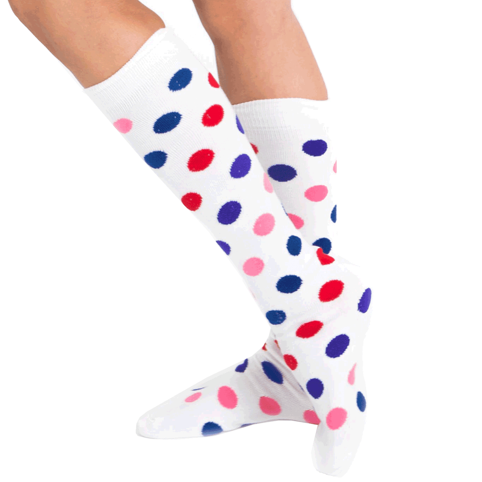 Red Polka Dot Socks with White Spots