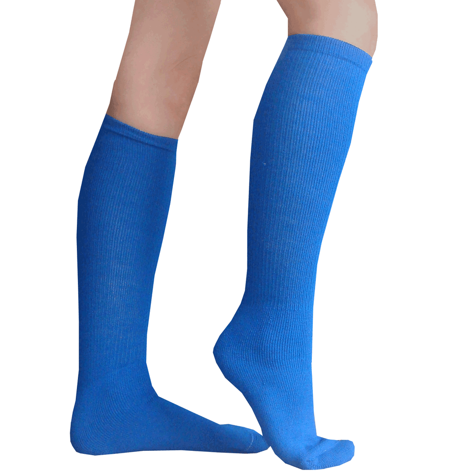 Thin Solid Royal Blue Knee Highs