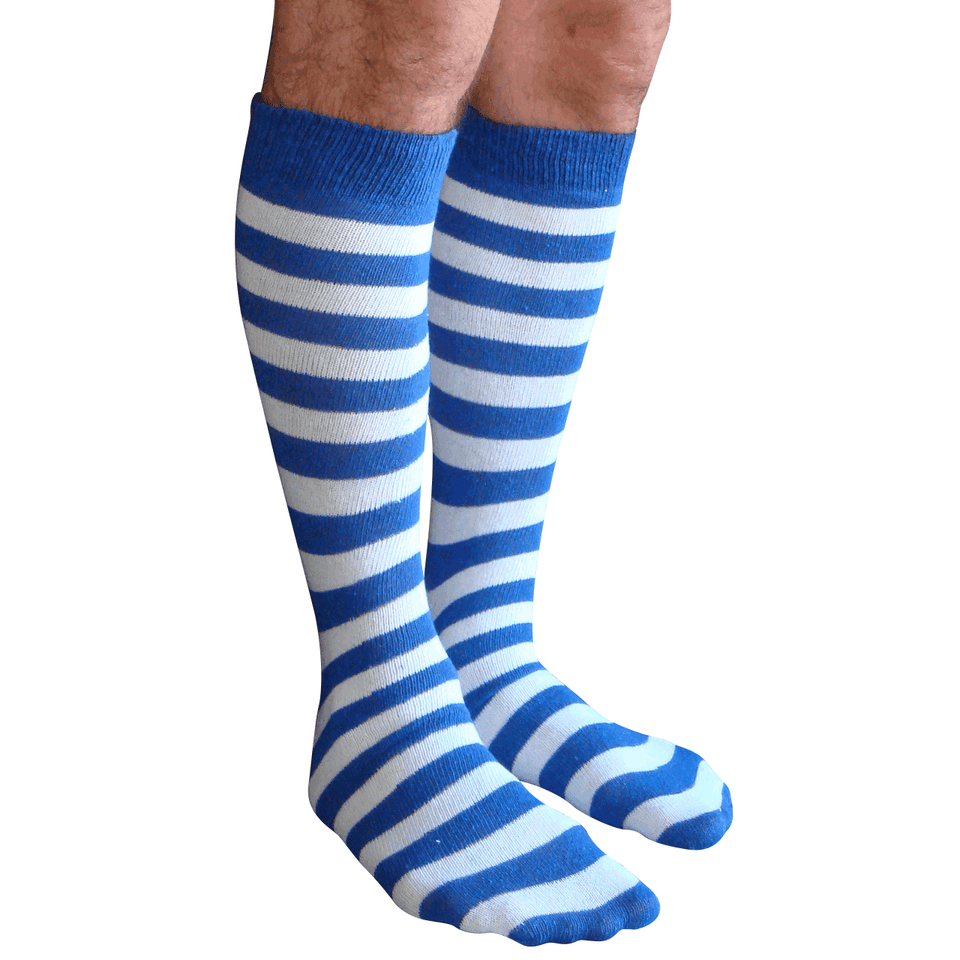 Mens Royal Blue & White Striped Socks