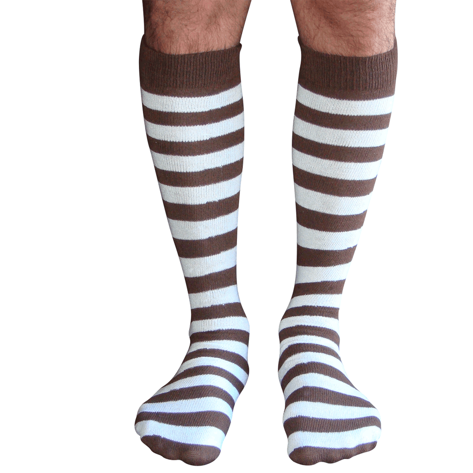 Brown & White Striped Socks