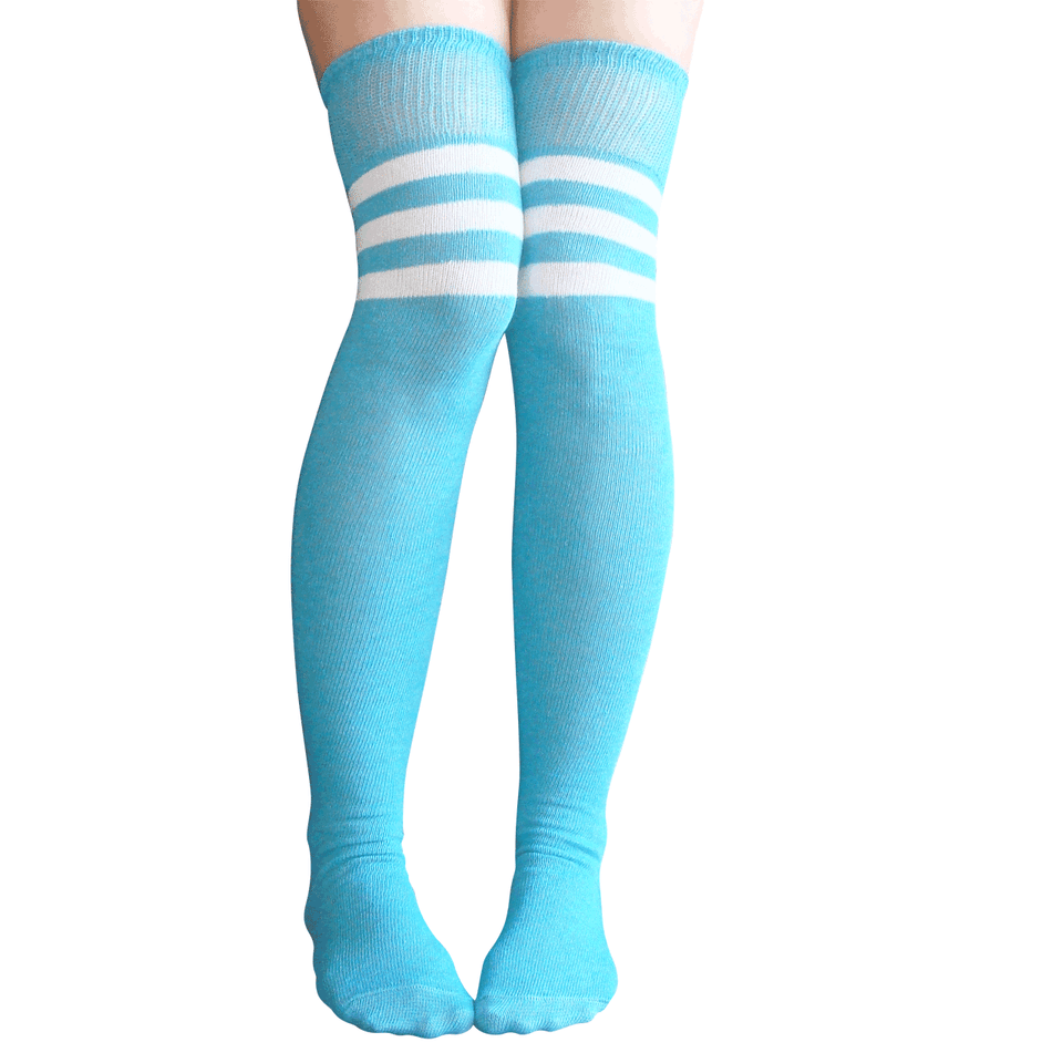 White and Blue Tube Thigh Highs