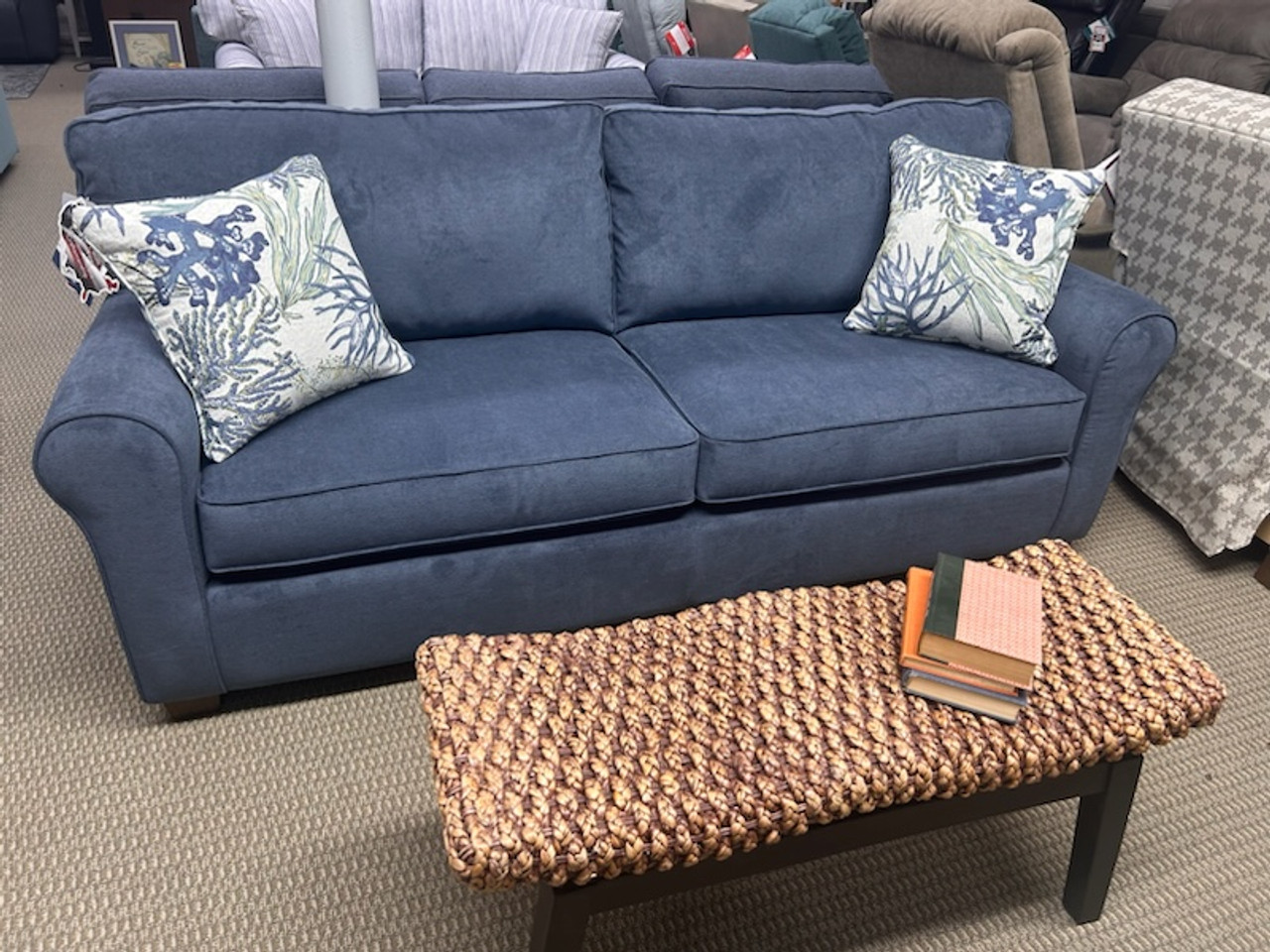 Blue denim sleeper sofa store