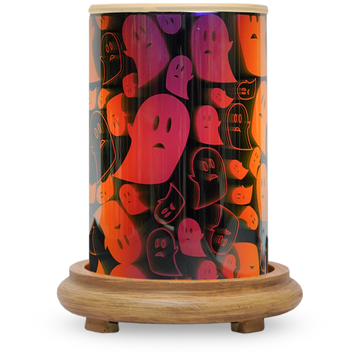 3D Ghost Simmering Light with Wood Grain Base - Pink Zebra Home