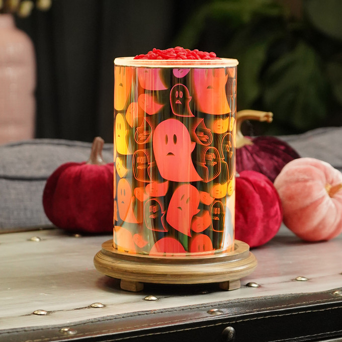 3D Ghost Simmering Light with Wood Grain Base - Pink Zebra Home