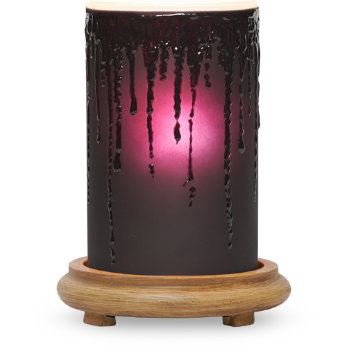 Black Drip Candle Simmering Light with Wood Grain Base - Pink Zebra Home