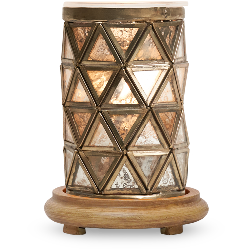 Golden Mirage Simmering Light with Wood Grain Base - Pink Zebra Home