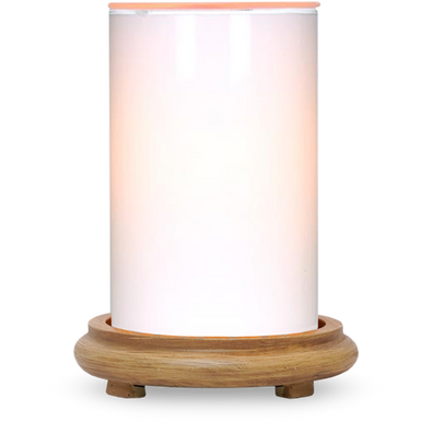 Glossy White Simmering Light with Wood Grain Base - Pink Zebra Home